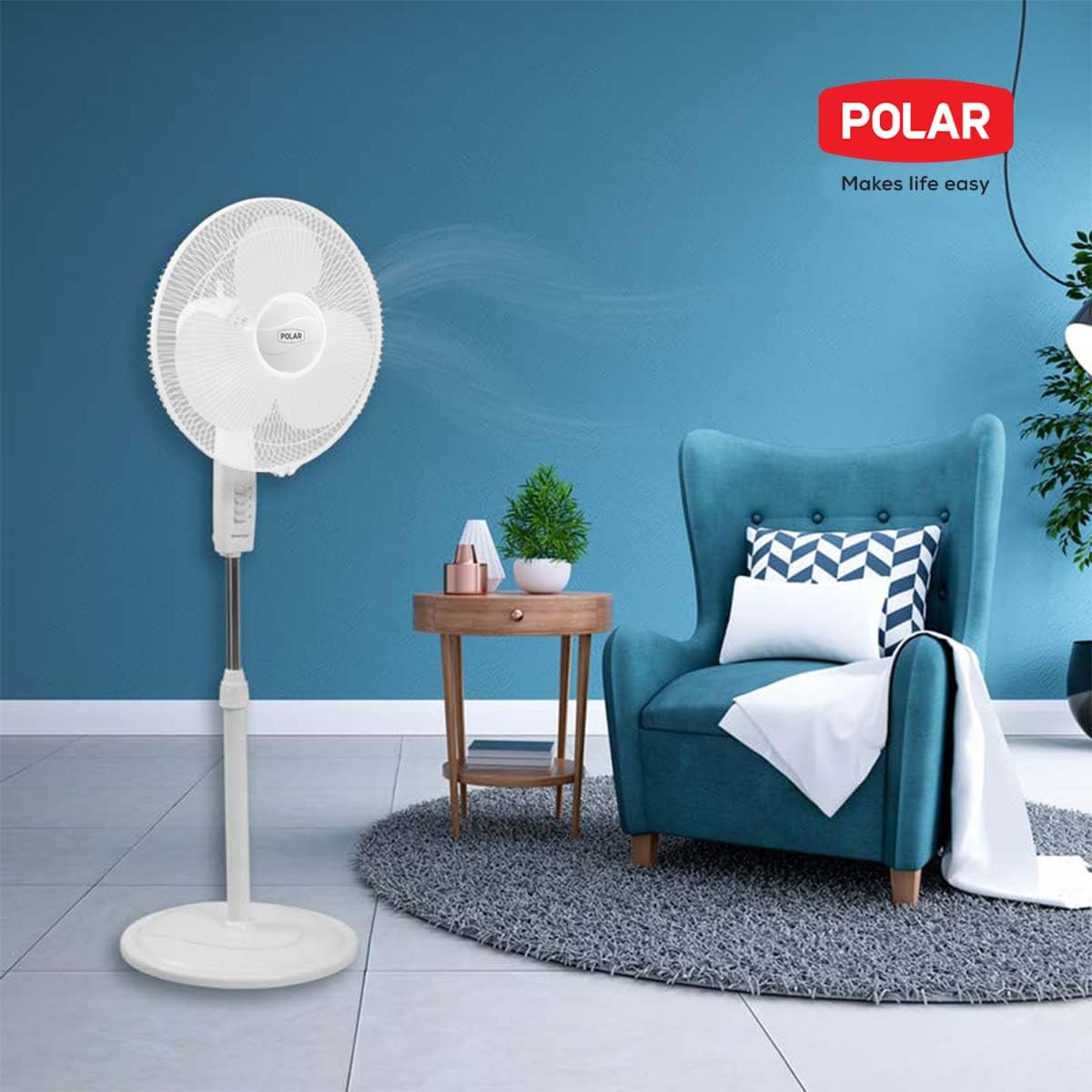 Polar Annexer Pedestal Fan 400 mm NS White | Silent Operation 3 Blade ...